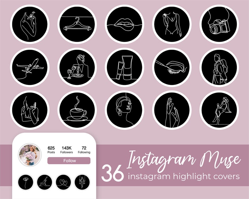 Minimal Line Art Instagram Highlight Covers Hand Drawn - Etsy