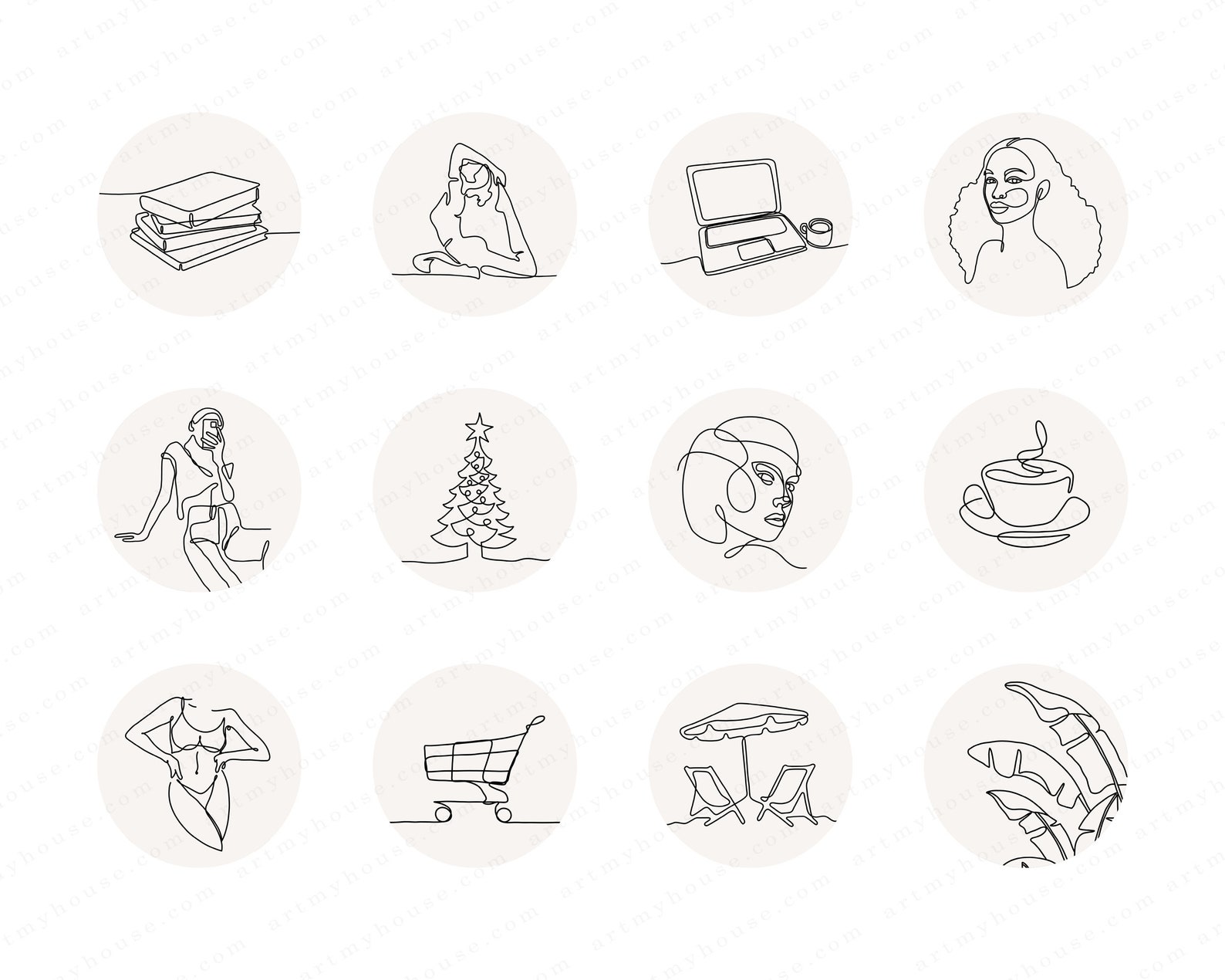 Instagram Story Highlights Icons Hand Drawn Covers Stories | Etsy