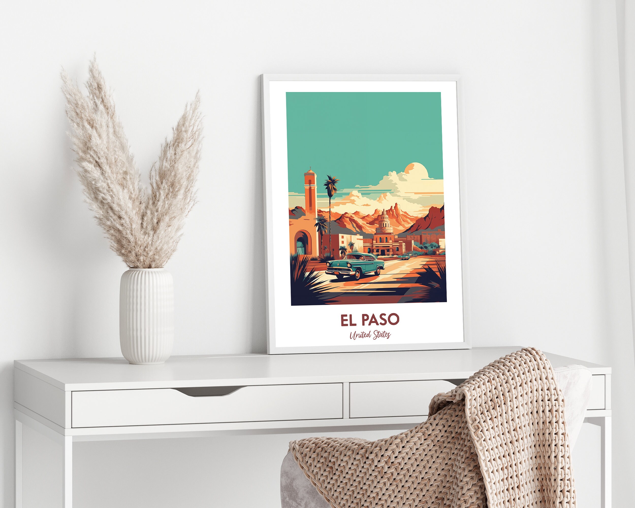 El Paso Print, Texas Print, Retro Poster, Retro Print, USA Poster, El ...