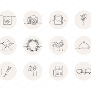 Wedding Instagram Highlight Covers Minimal Line Art IG Cover Insta ...
