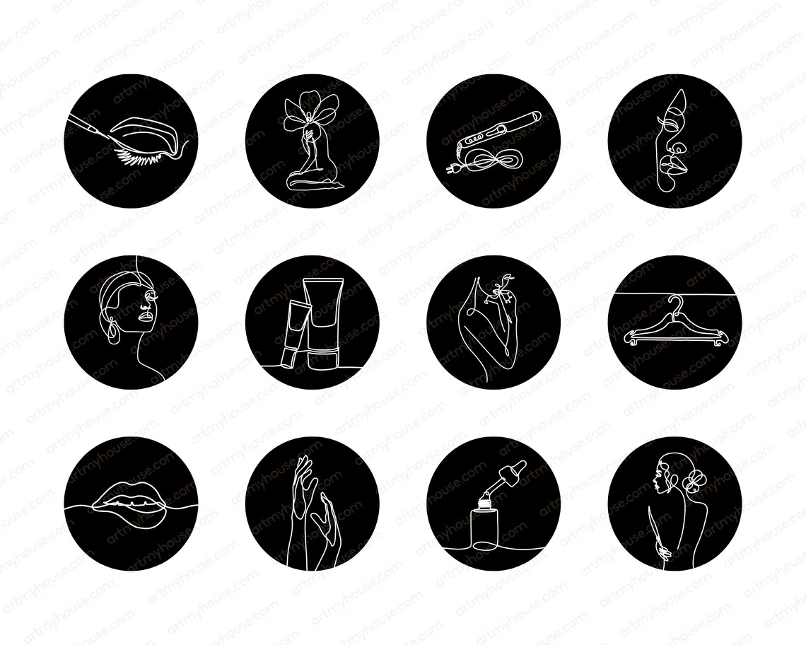 Minimal Line Art Instagram Highlight Covers Hand Drawn Lifestyle Story ...