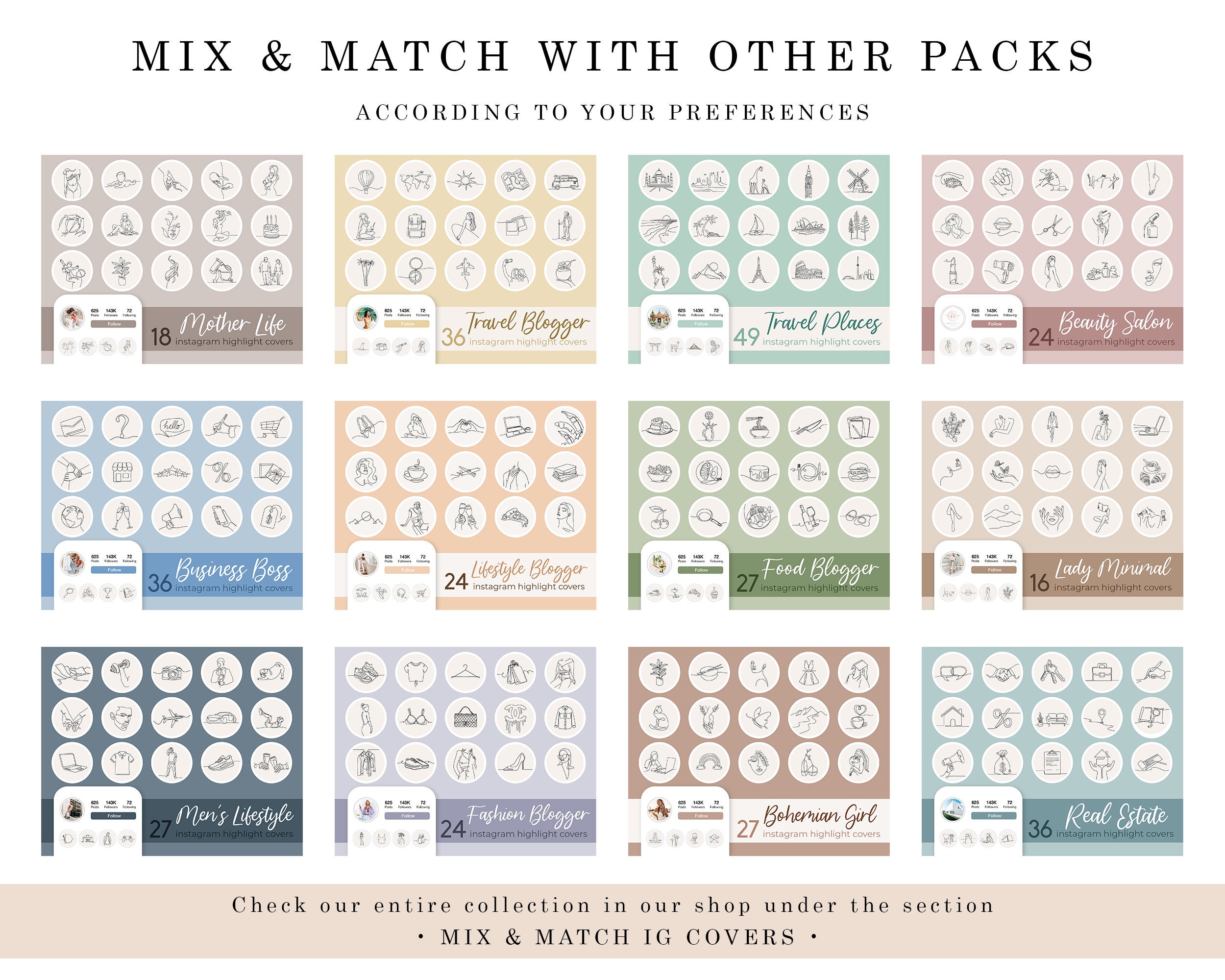 Wedding Instagram Highlight Covers Minimal Line Art IG Cover - Etsy