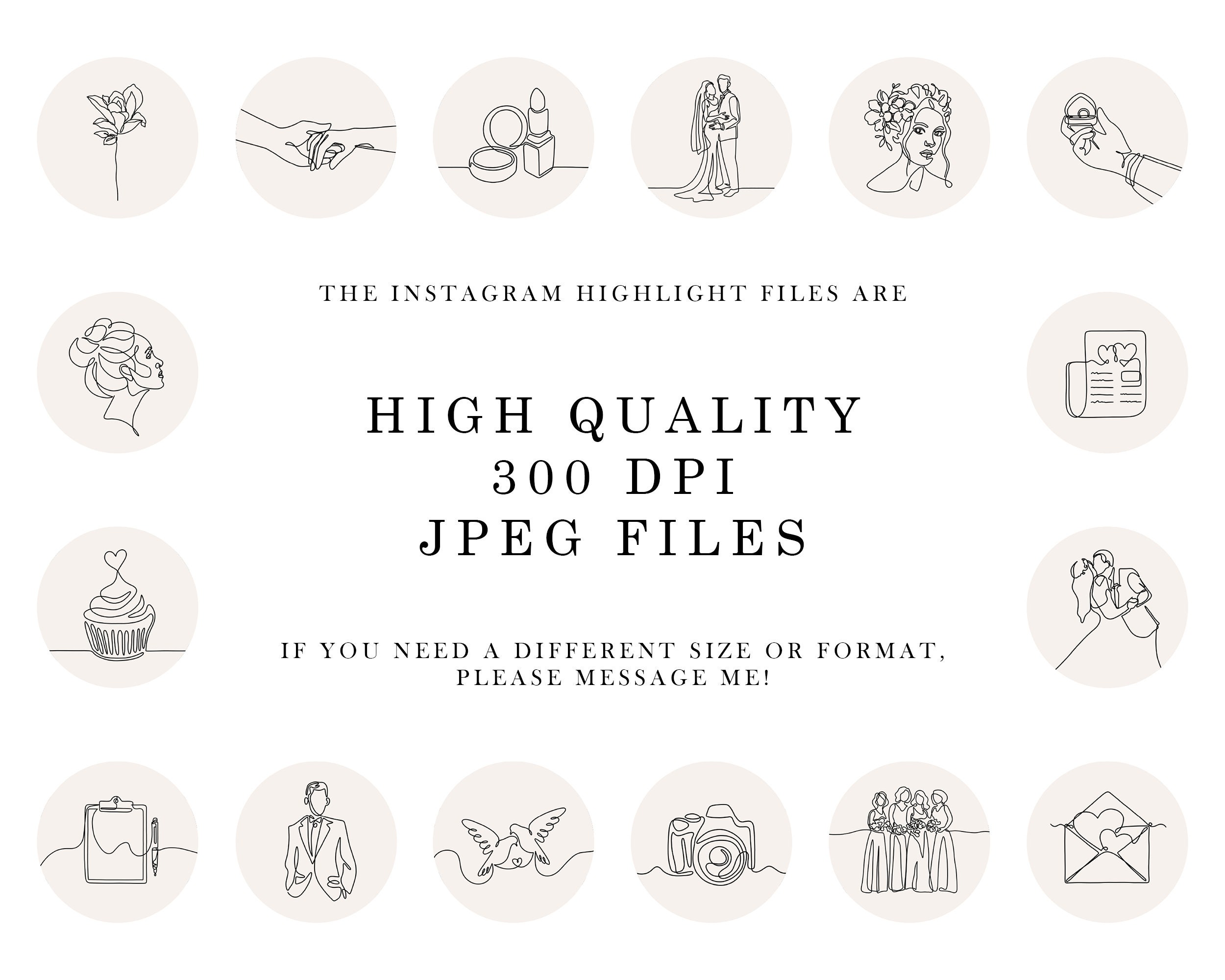 Wedding Instagram Highlight Covers Minimal Line Art IG Cover - Etsy