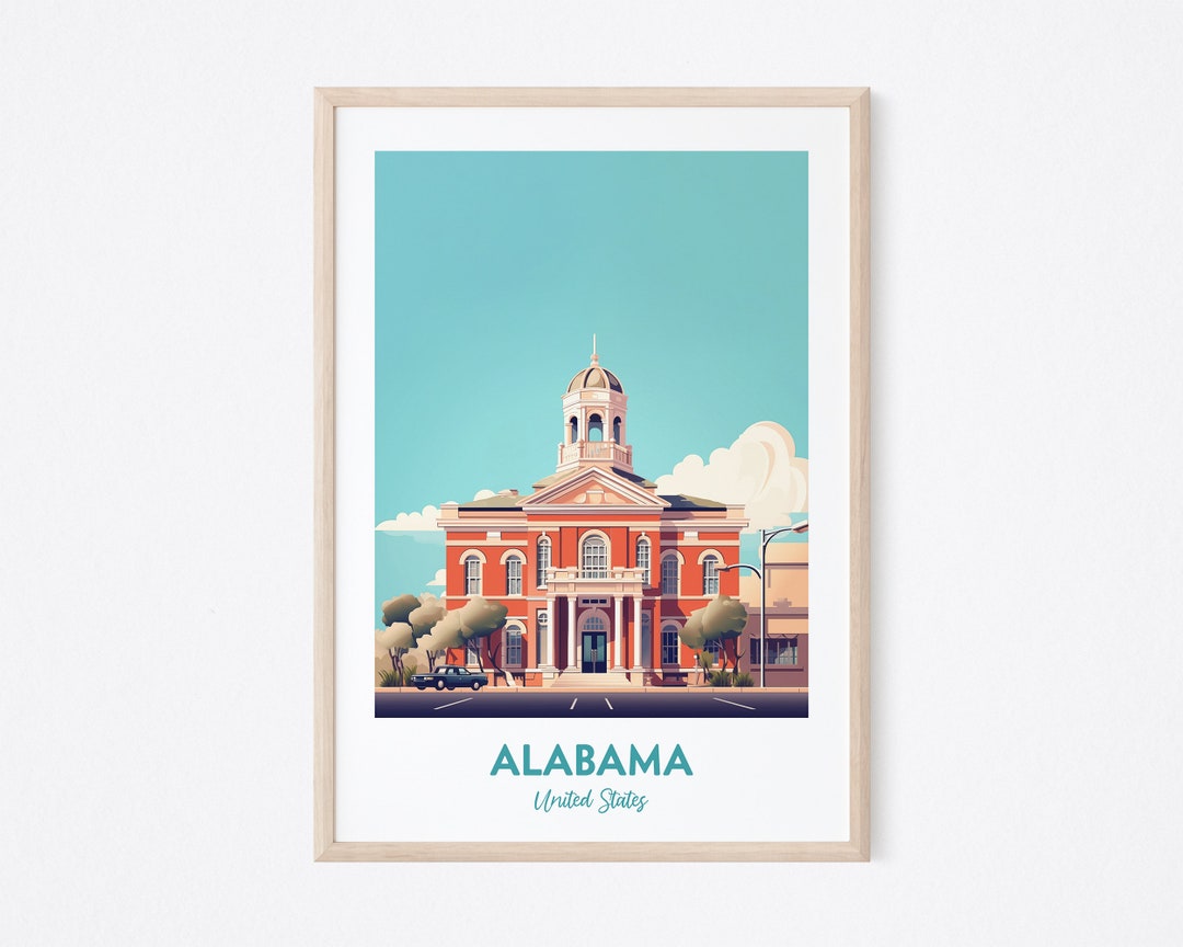 Alabama Travel Poster, Alabama City Print, America Print, Illustration ...
