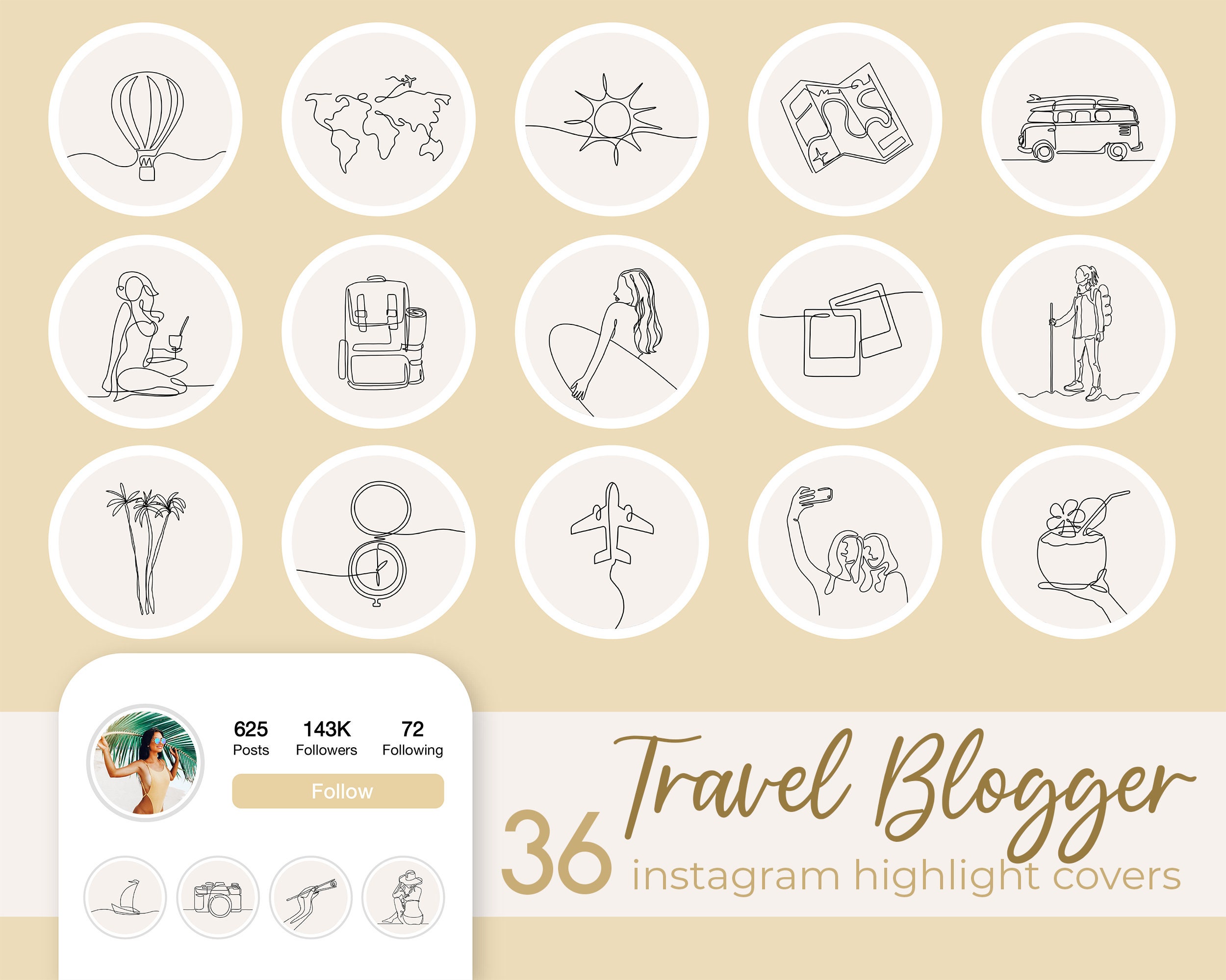 Instagram Story Highlights Covers Travel Blogger Highlight | Etsy