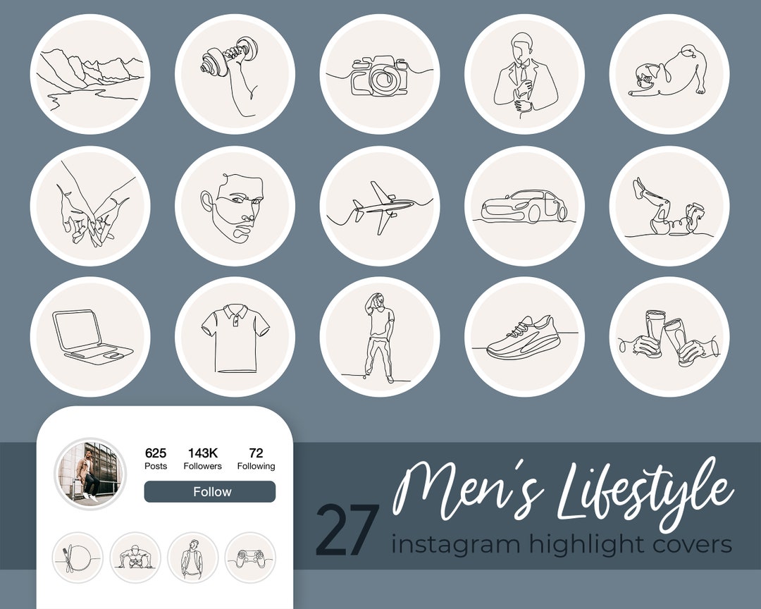 Instagram Story Highlight Covers Icons Men Lifestyle Blogger Minimal ...