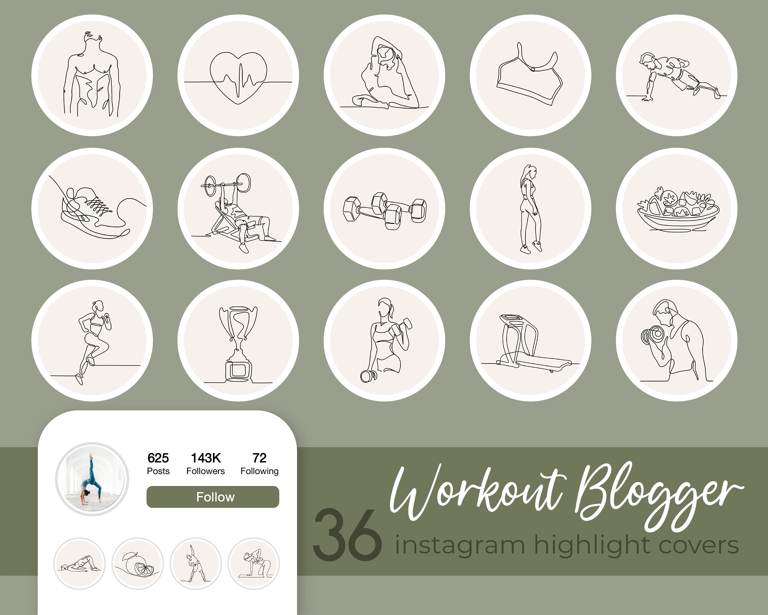 Fitness Instagram Story Highlights Covers Workout Blogger | Etsy