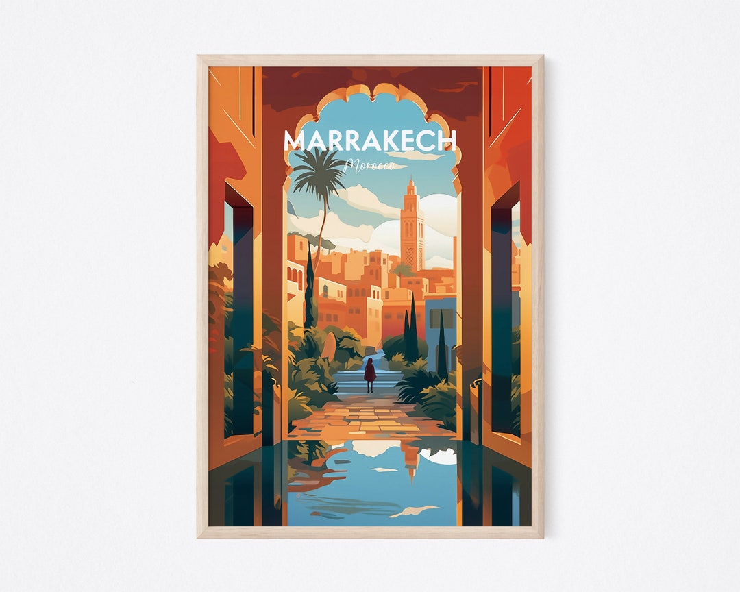 Marrakech Travel Poster - Morocco Print, Marrakech Poster, Morocco Wall ...
