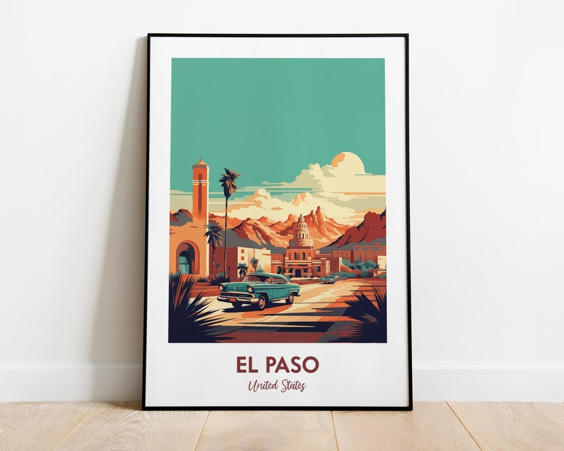 El Paso Print, Texas Print, Retro Poster, Retro Print, USA Poster, El ...