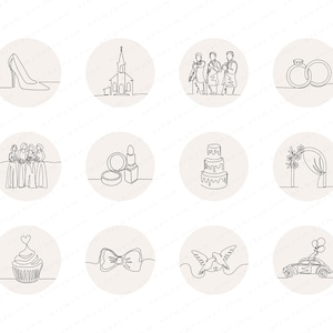 Wedding Instagram Highlight Covers Minimal Line Art IG Cover Insta ...