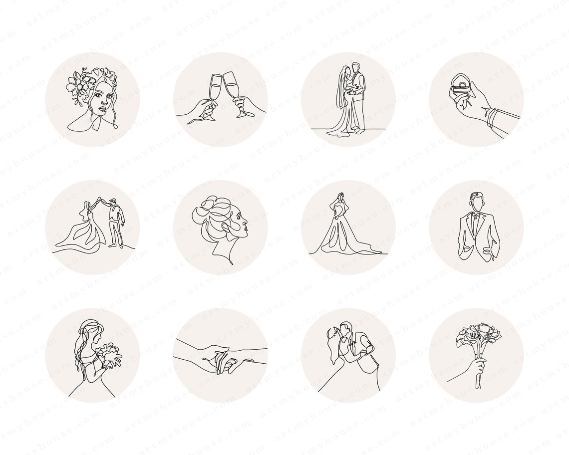 Wedding Instagram Highlight Covers Minimal Line Art IG Cover - Etsy