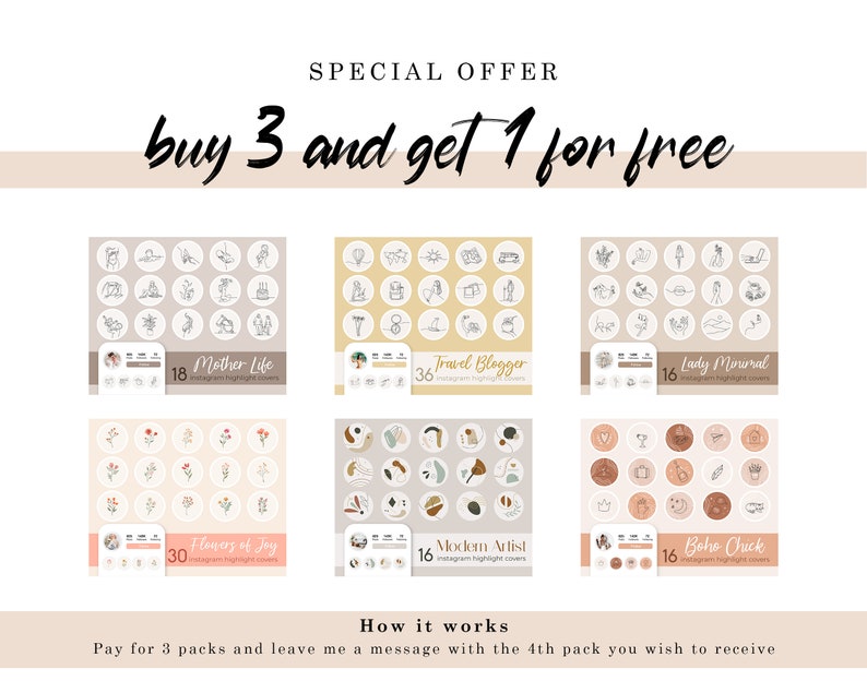 Minimal Line Art Instagram Highlight Covers Hand Drawn - Etsy