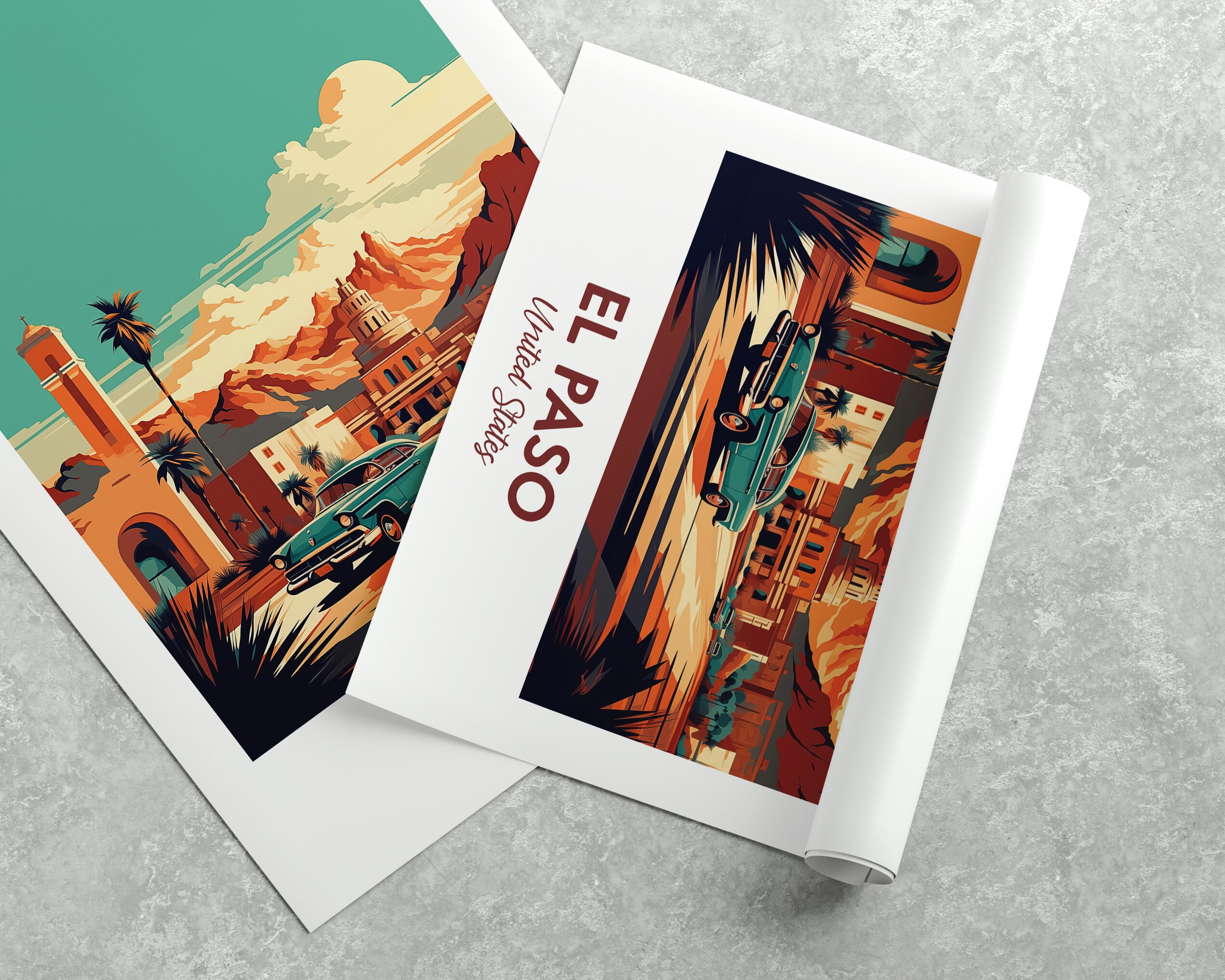 El Paso Print, Texas Print, Retro Poster, Retro Print, USA Poster, El ...