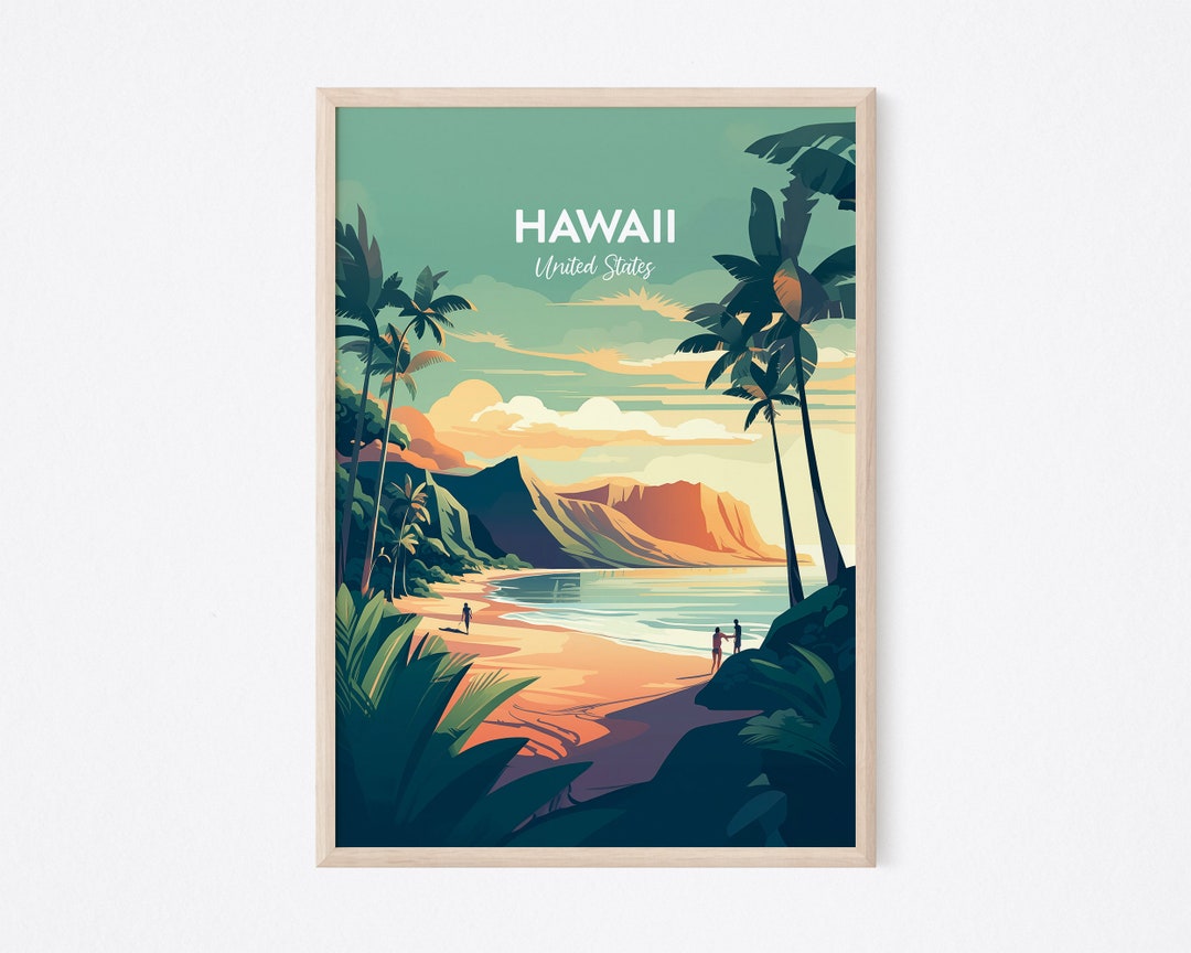 Hawaii Travel Print, Hawaii Travel Poster, Hawaii Landscape Print ...