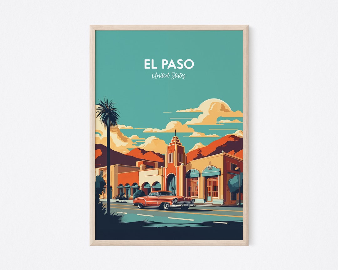 El Paso Print, Texas Print , Retro Art Print, Retro Print, USA Poster ...
