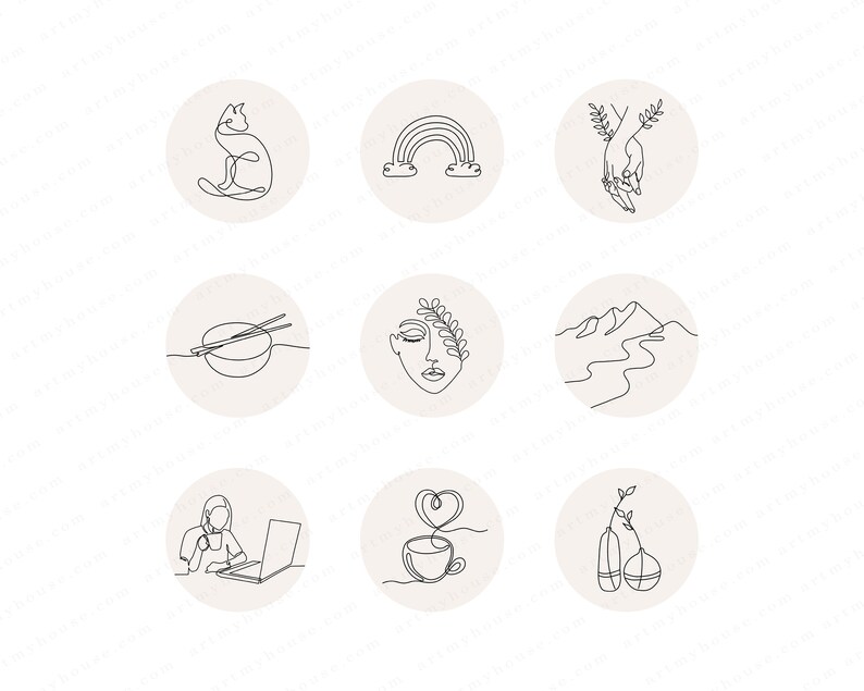 Instagram Highlights Covers Boho Line Art Social Media Icons - Etsy