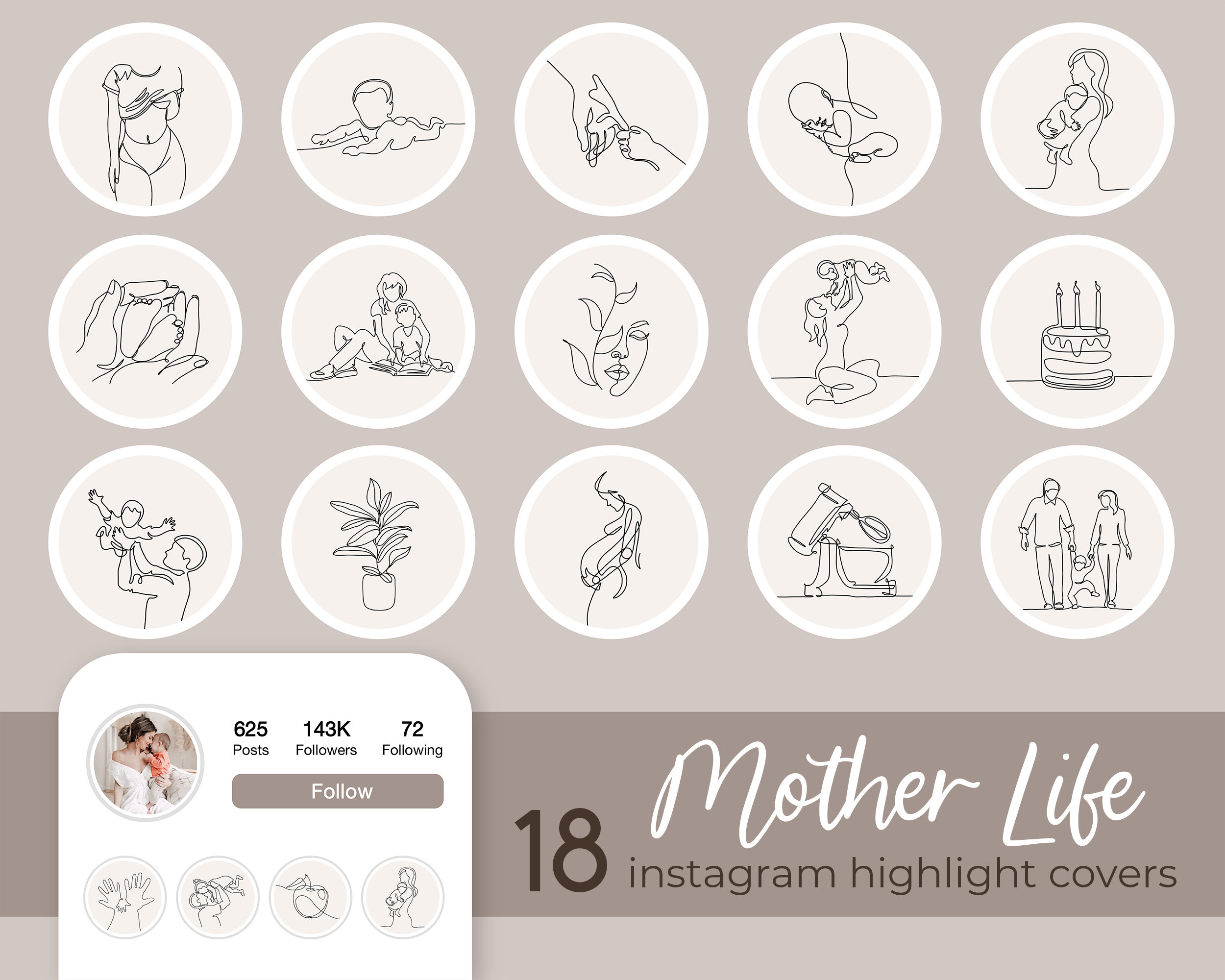 Instagram Story Highlight Covers Icons Mother Blogger Mom Hand - Etsy