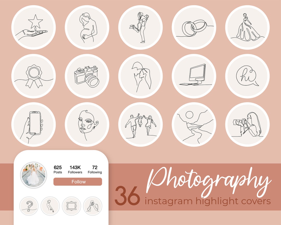 Photography Instagram Story Highlights, Boho Hand Drawn Highlight ...
