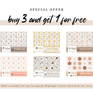 Instagram Highlights Covers Boho Line Art Social Media Icons Neutral ...
