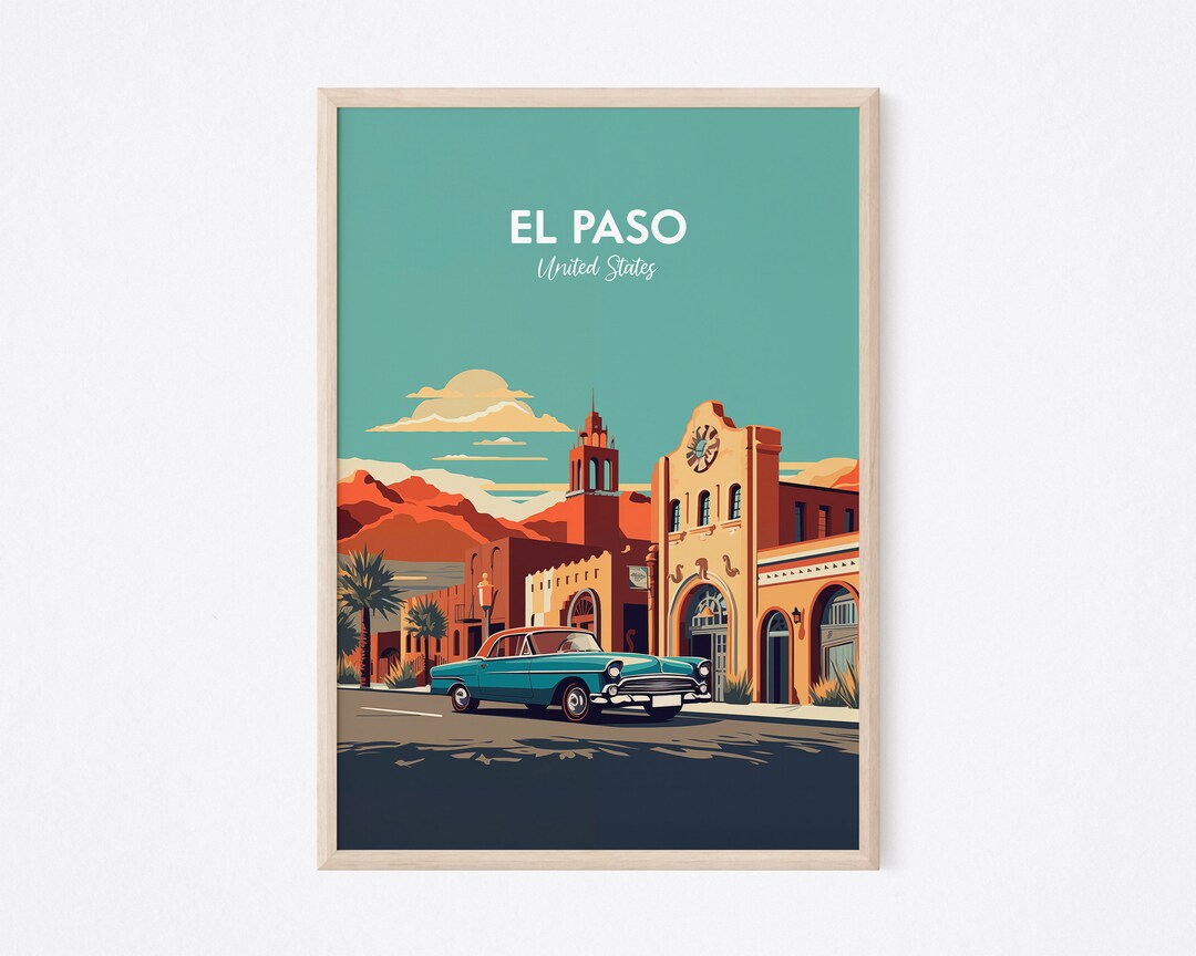 El Paso Poster, Texas Print , Retro Print, Retro Print, USA Poster, El ...
