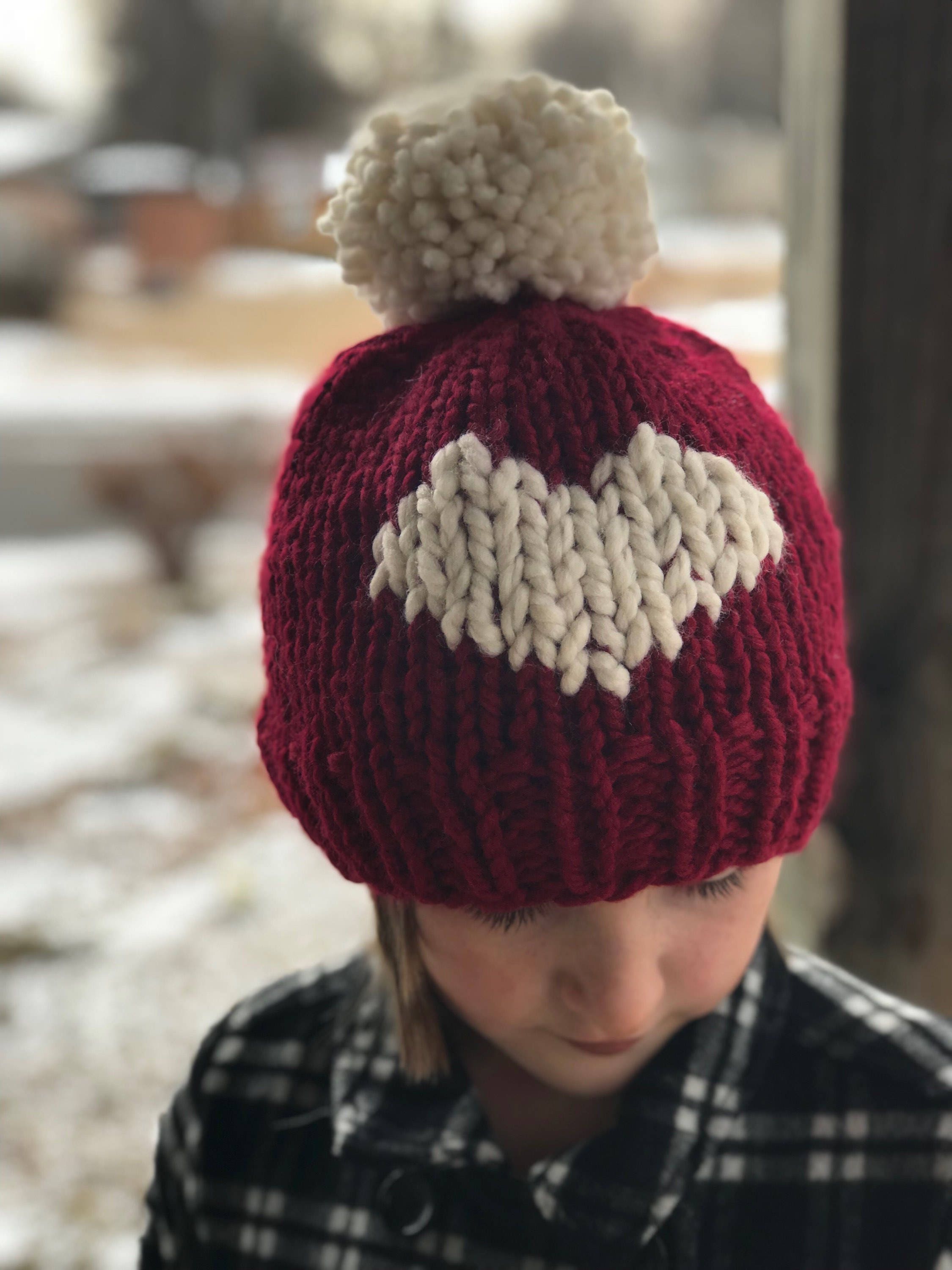 Knit Heart Hat Valentine's Day Hat Heart Beanie Pattern | Etsy