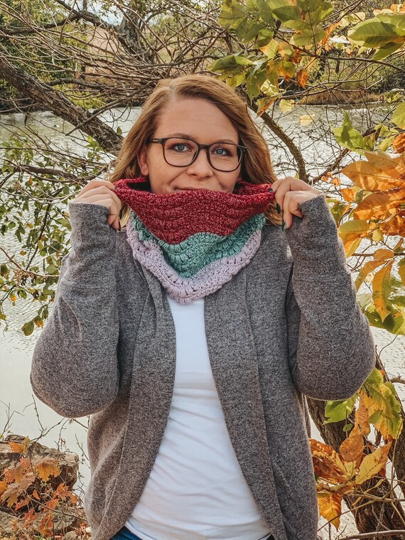 Crochet Pattern Micah Cowl Puff Stitch Chevron Crochet | Etsy