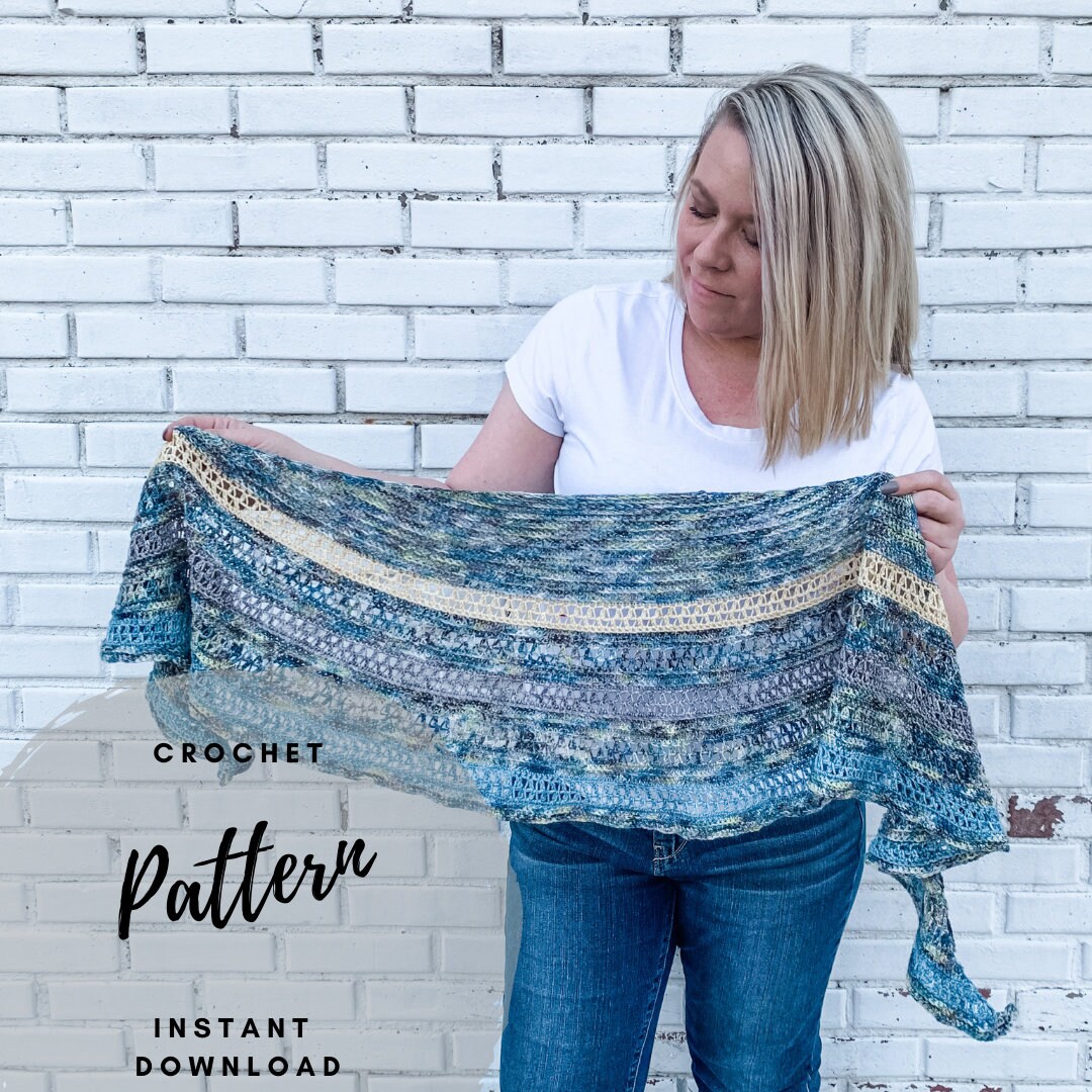 Crochet Shawl Pattern, Wishing Well Shawl, Crochet Tutorial, Summer Wrap, Lightweight Scarf ...