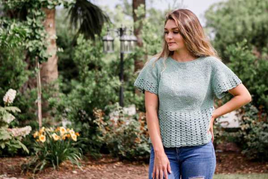 Crochet Pattern PDF, Cute Crochet Top, DK Weight, Summer Sweater, Sage ...