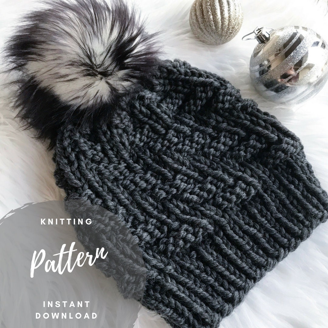 Unisex Knit Pattern, Knit Hat for Women, Men's Slouchy Hat, Textured ...