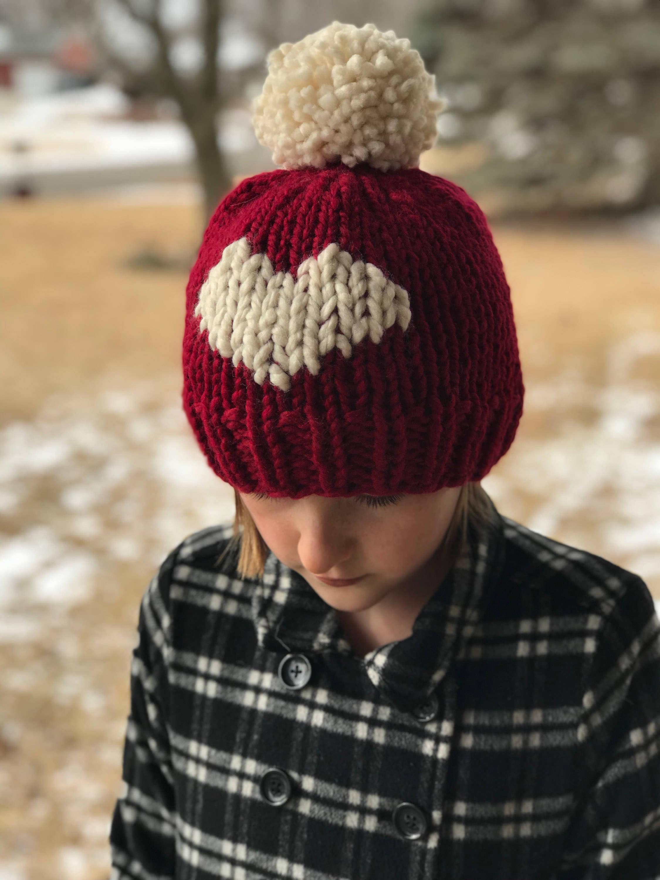 Knit Heart Hat Valentine's Day Hat Heart Beanie Pattern | Etsy