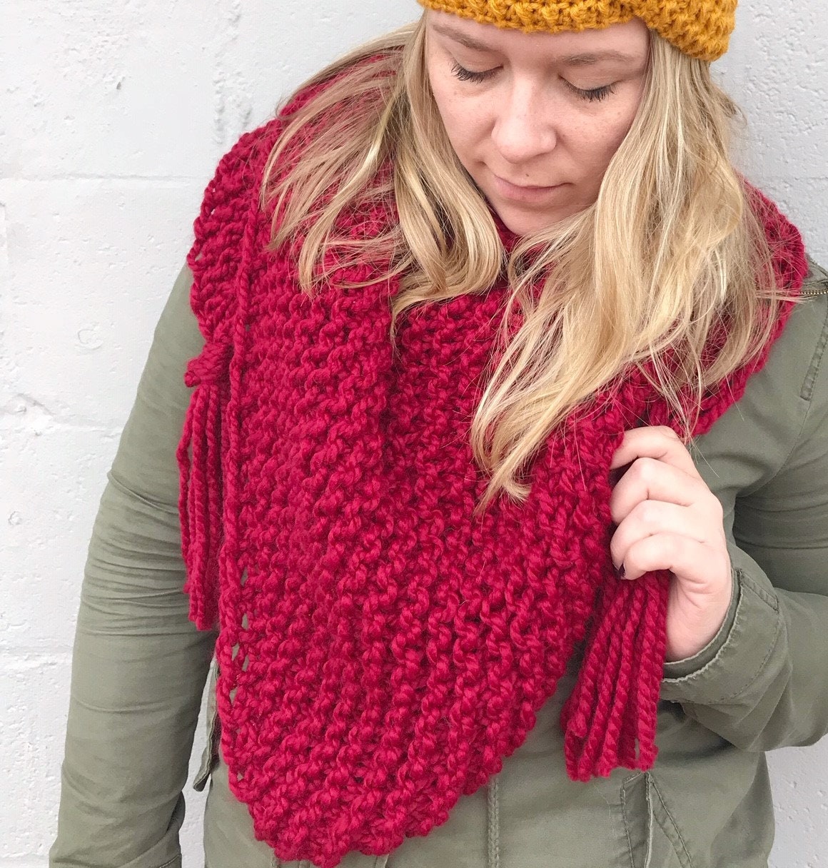 Knit Scarf Pattern Market Ready Scarf Knit Shawl Chunky - Etsy