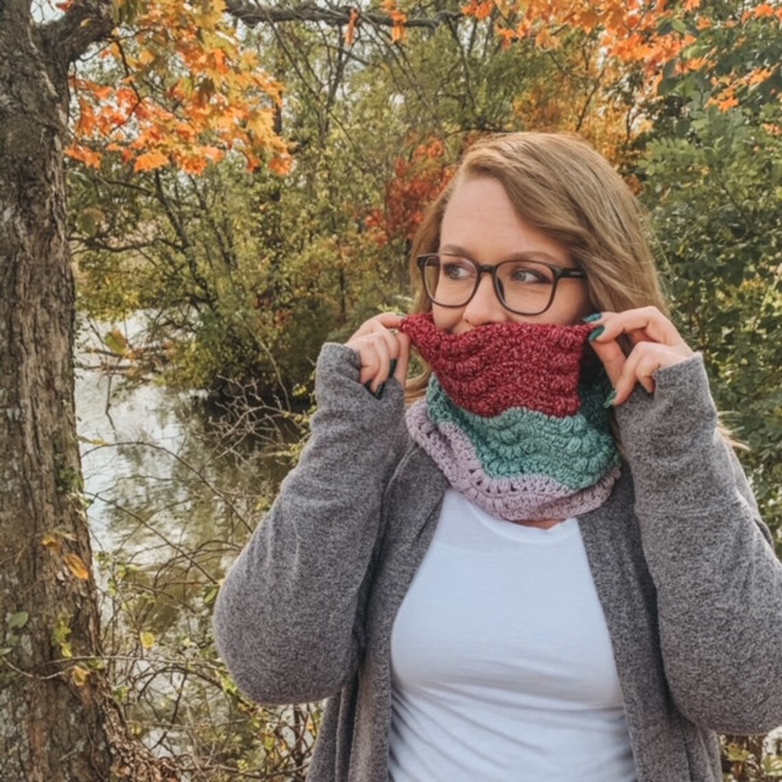 Crochet Pattern Micah Cowl Puff Stitch Chevron Crochet - Etsy