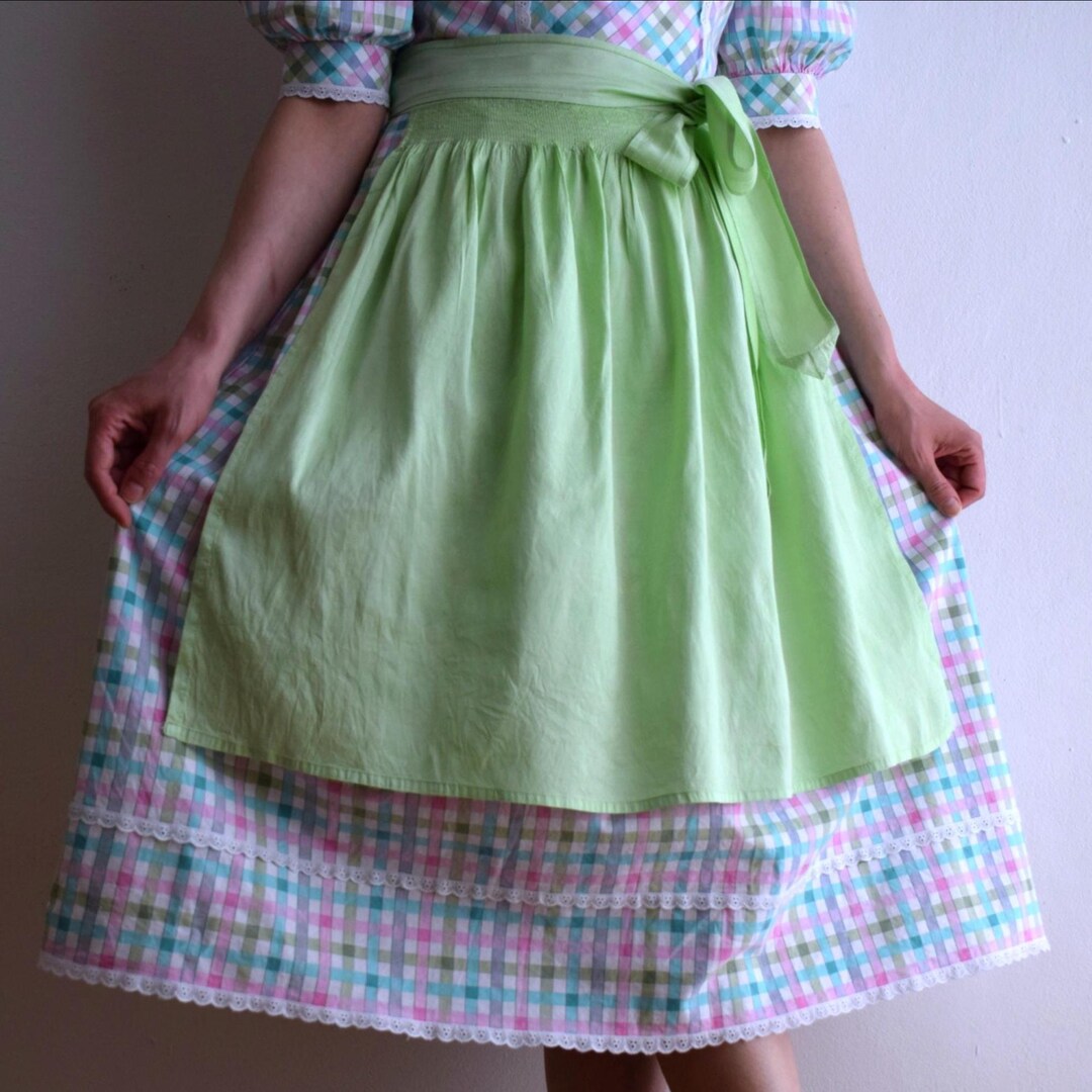 Vintage Shiny Mint Lime Green Silk Apron, Folk Half Apron, Rural Dirndl ...