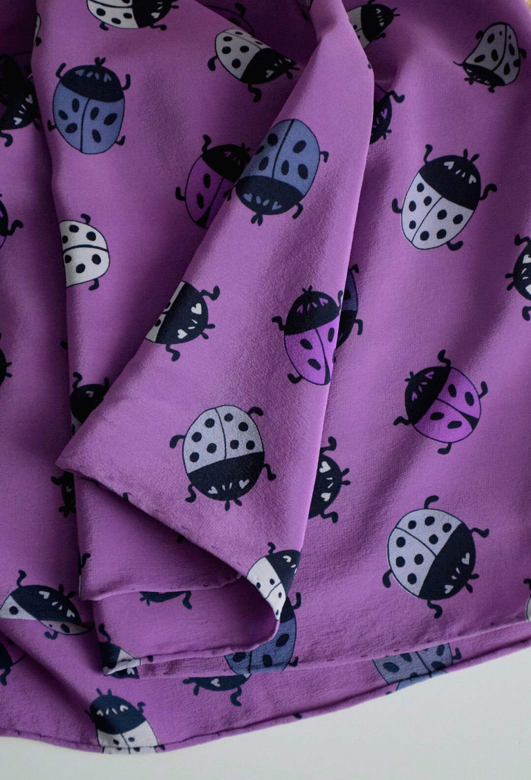 Vintage 90s Ladybugs Print Long Silk Scarf, Ladybirds Pattern Scarf ...