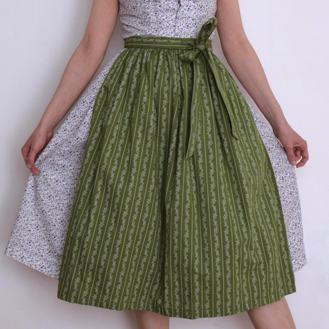 Vintage Green Floral Folk Dirndl Apron - Austrian Style, S/M - Etsy
