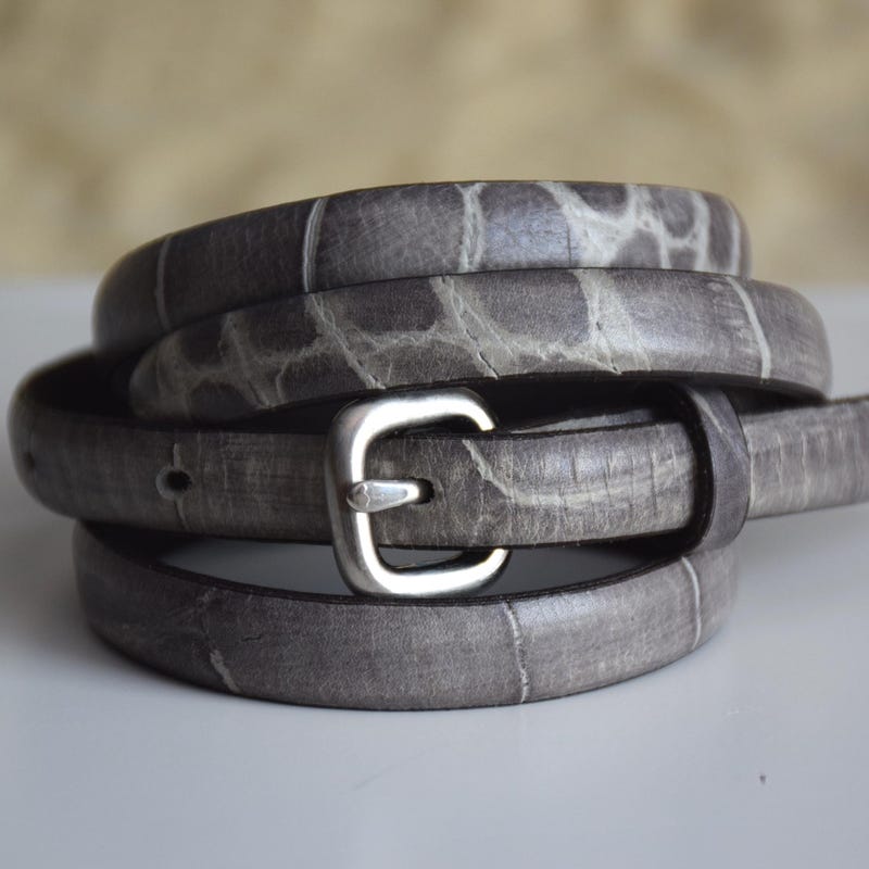 Gray Leather Belt - Etsy