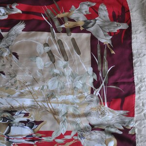 Vintage 90s Codello Silk Print Scarf, Big Square Silk Scarf, Red Beige ...