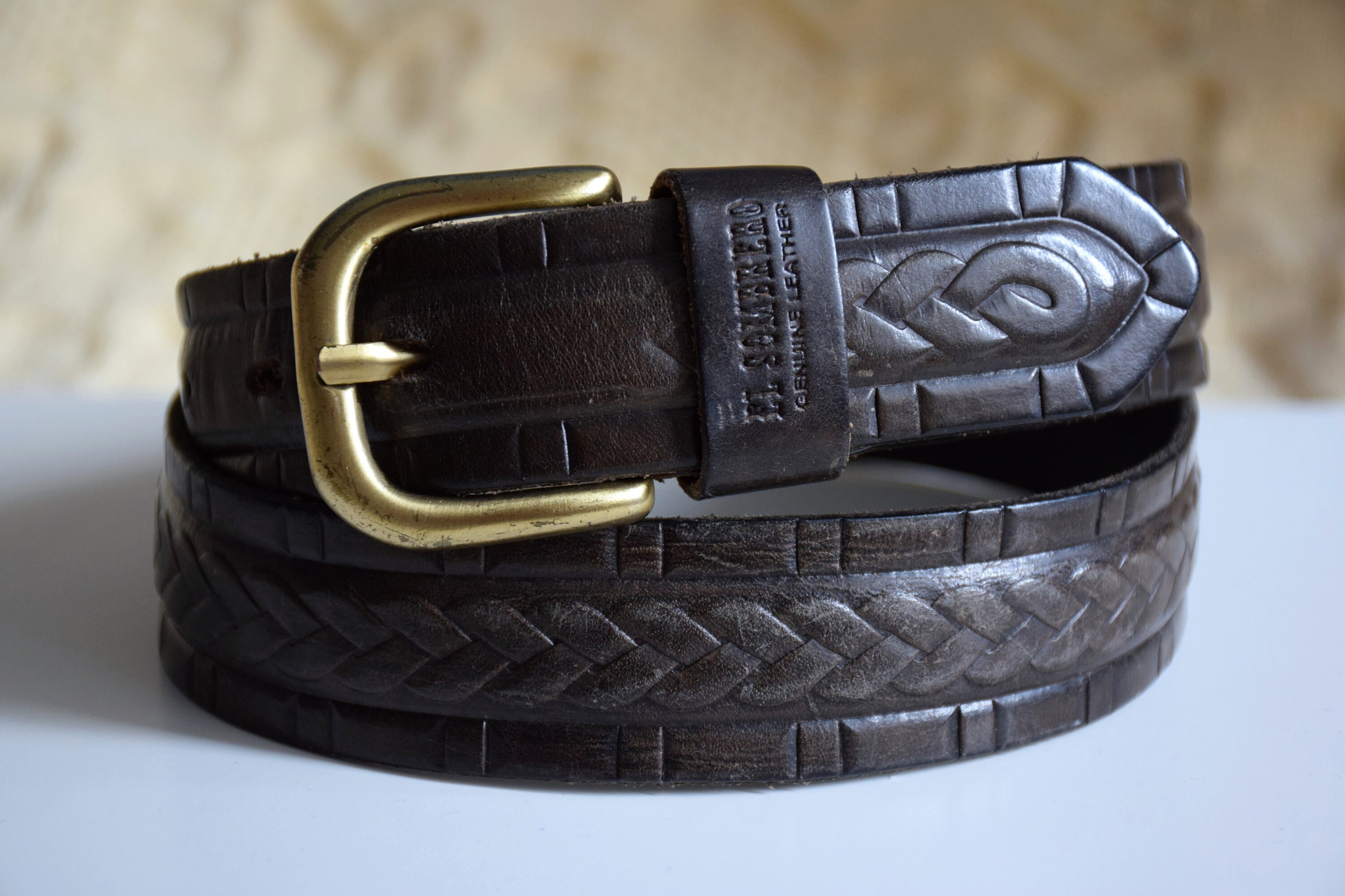 Vintage 90s El Sombrero cinturón de cuero gris con una hebilla | Etsy