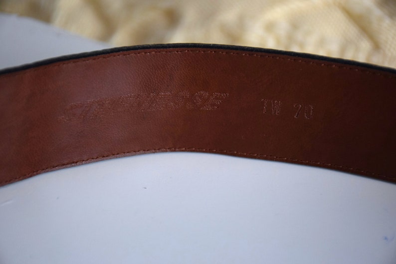 Vintage 90s Brown Pattern Leather Belt High Waist Statement - Etsy