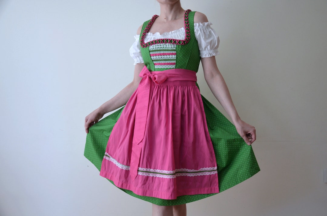 Vintage Polka Dot Dirndl Dress: German Oktoberfest Folk Corset (38 EU ...