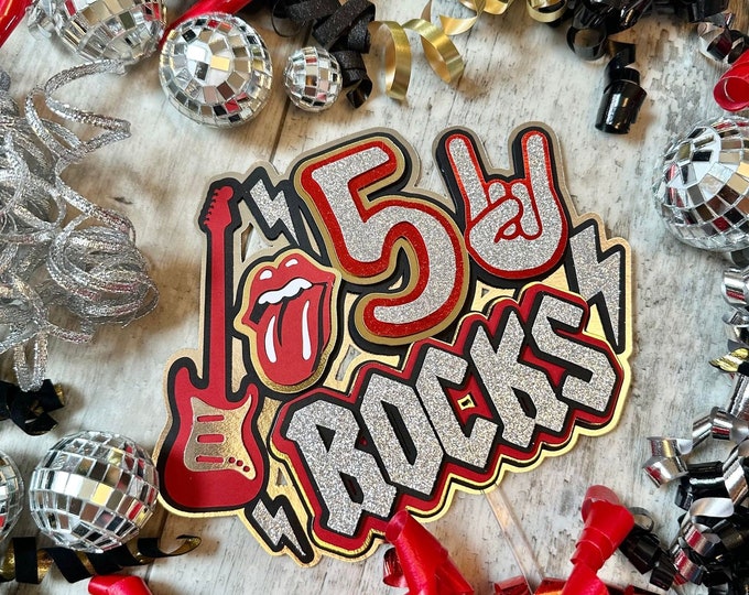 Rock N Roll Theme 1 2 3 4 5 Rocks Cake Topper - Etsy