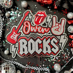 Rock Rockstar Rock N Roll One Rocks Cake Topper & Cupcake Toppers - Etsy