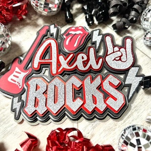 Rock Rockstar Rock N Roll One Rocks Cake Topper & Cupcake Toppers - Etsy