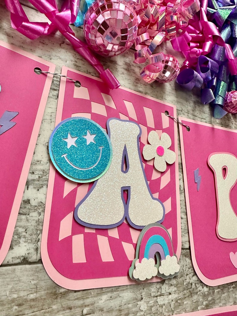 Checkered Birthday Banner Teen Girl Preppy Party Decor - Etsy
