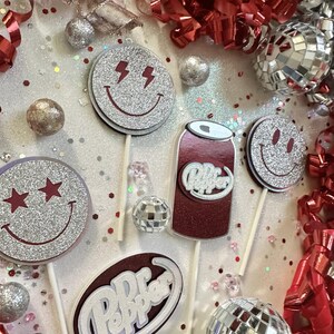 Preppy Aesthetic Dr. P Soda Smile Pink Pepper Maroon Glitter Decoration ...