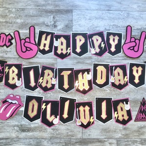 Rock N Roll Pink Gold Rockstar Rocker 80s Rock Girls Theme Birthday ...