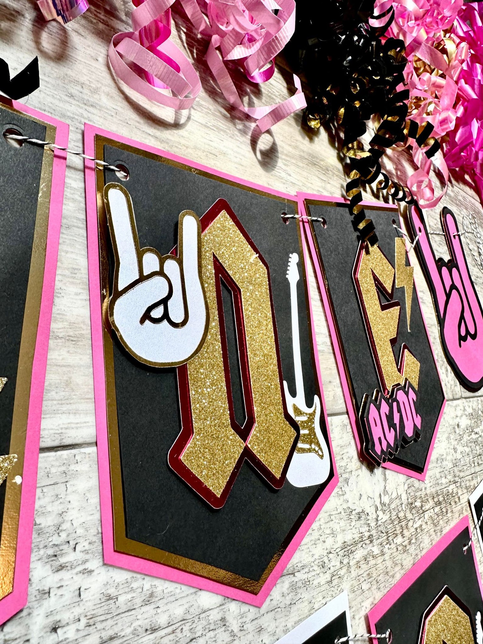 Rock N Roll Pink Gold Rockstar Rocker 80s Rock Girls Theme Birthday ...
