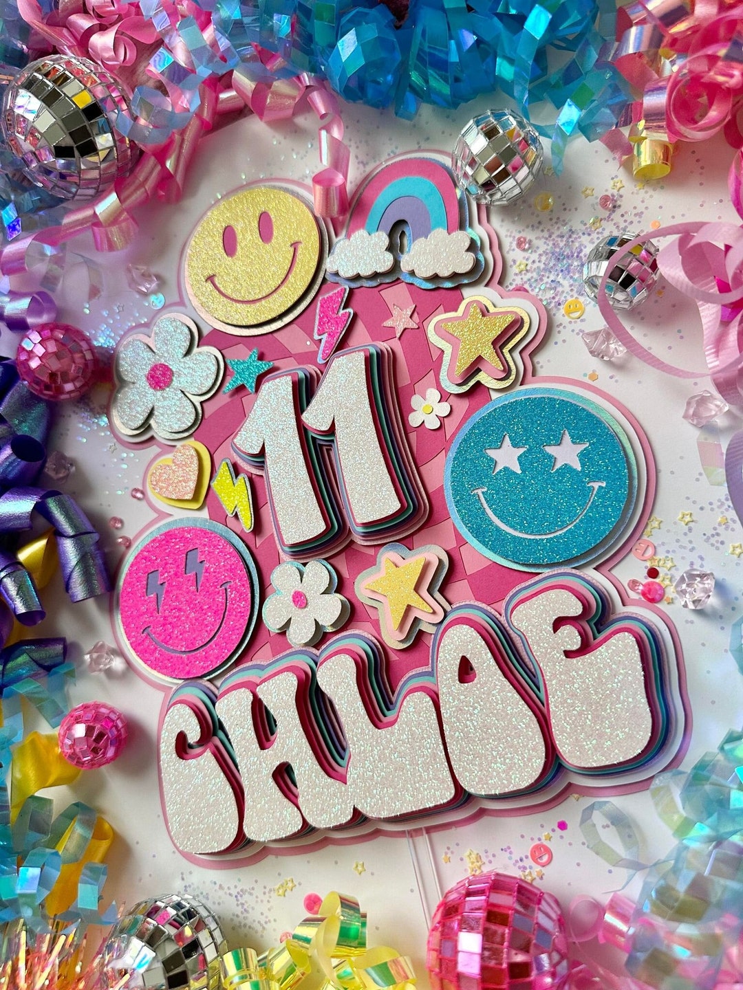 Preppy Patch Party Cake Topper - Etsy