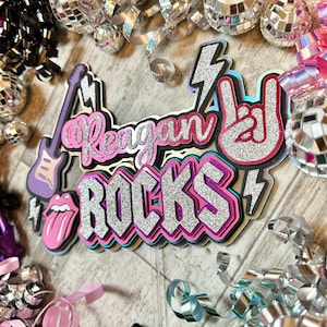 Girls Rock Rockstar Rock N Roll One Rocks Cake Topper & Cupcake Toppers ...