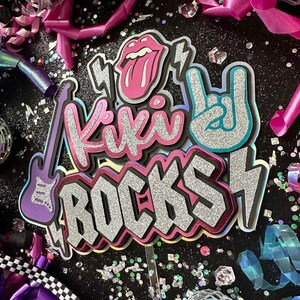 Girls Rock Rockstar Rock N Roll One Rocks Cake Topper & Cupcake Toppers ...
